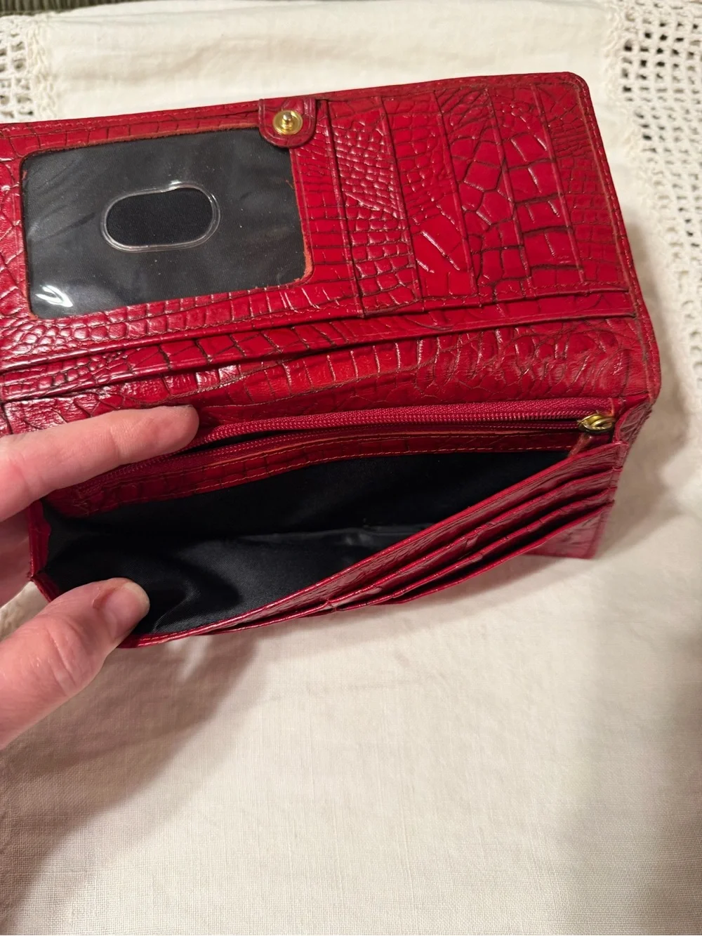Brahmin | Accessories | Vintage Brahmin Red Crocembossed Long Slim ...